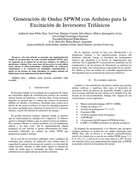 Generacion De Spwm En Arduino Para Inversores Trifásicos Pdf