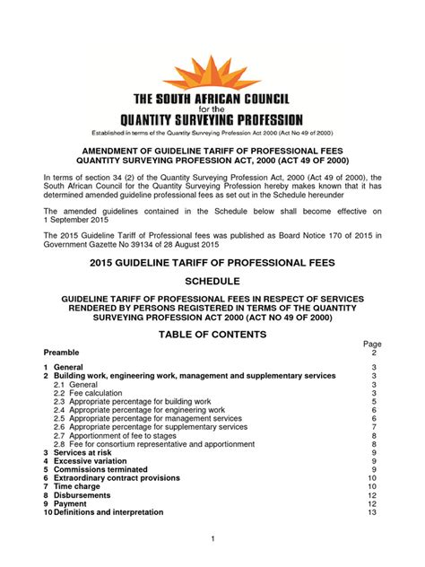 Quantity Surveying Fee Guidelines Pdf