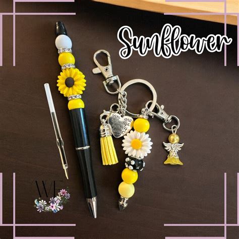Beaded Keychain And Pen Set Etsy