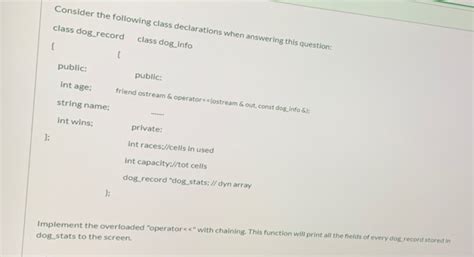 Solved Consider The Following Class Declarations When