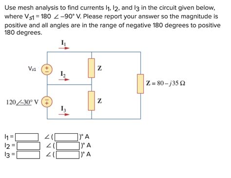 solved use mesh analysis to find currents l1 l2 and l3 in