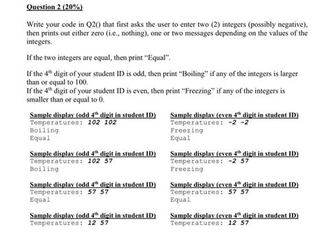 Solved Question 2 20 Write Your Code In Q20 That First Chegg Com