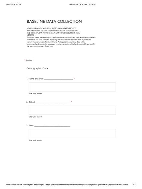 Baseline Data Collection Pdf Governance Social Psychology