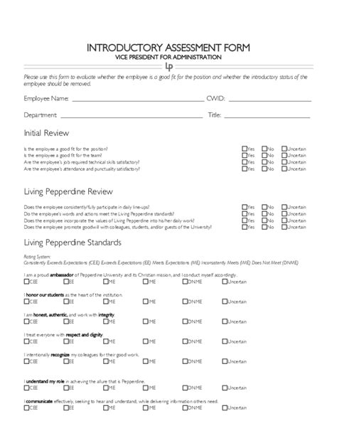 Fillable Online Community Pepperdine Executive Director Evaluation Form