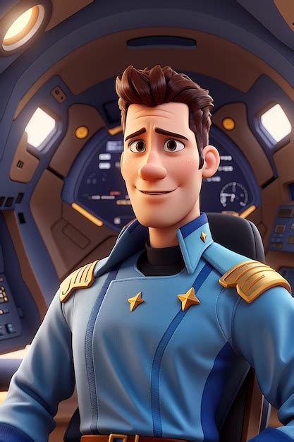 Premium Photo Starship Captain Cartoon Character Intergalactic 3d Animation Style
