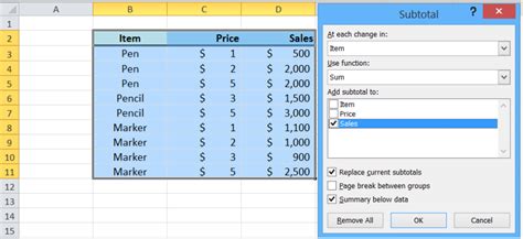 how to insert subtotals in excel excelchat worksheets library