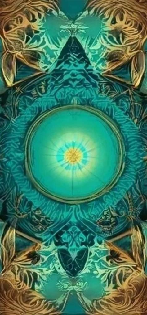 Download Teal Gold Mandala Art Wallpaper