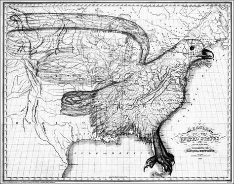 Vintage Eagle Map Of The United States 1833 Black And White Photograph