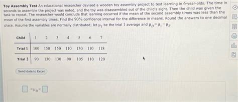 Solved Toy Assembly Test An Educational Researcher Devised A