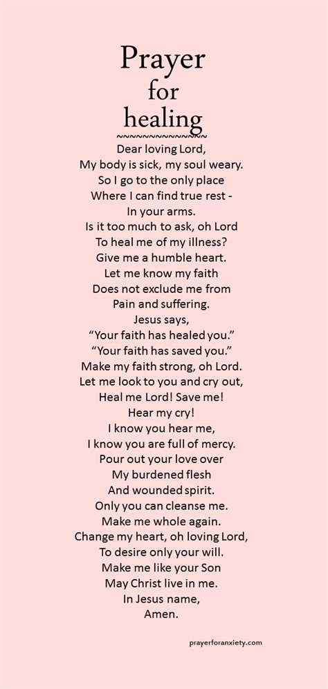 Prayer For Healing Prayer For Anxiety