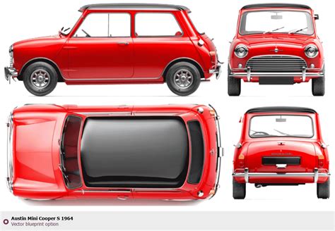 1964 Austin Mini Cooper S Hatchback Blueprints Free Outlines
