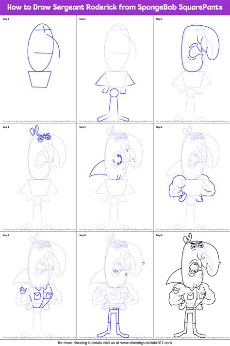 How To Draw Sergeant Roderick From Spongebob Squarepants Spongebob Squarepants Step By Step
