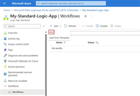 Create Example Standard Workflow In Azure Portal Azure Logic Apps Azure Docs