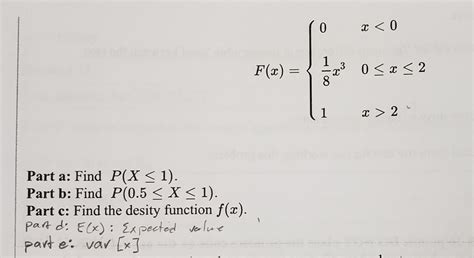 Solved Suppose The Random Variable X Has Cdf Given By The