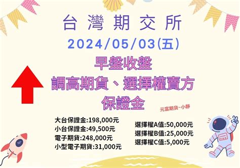 【2024 5 3 五 早盤收盤 期交所調高期貨保證金 選擇權賣方保證金】