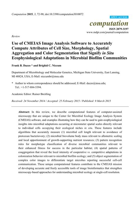 Pdf Use Of Cmeias Image Analysis Software To Accurately Compute