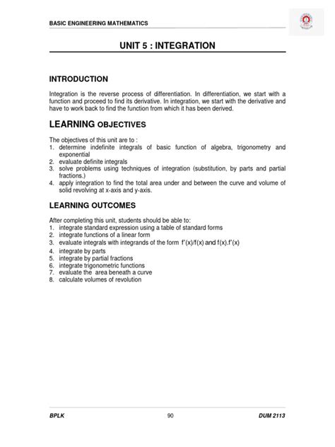 unit 4 integration pdf integral function mathematics