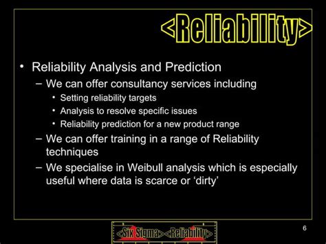 Six Sigma Reliability Overview Ppt