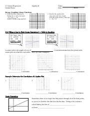 Linear Regression Notes Pdf Linear Regression Guided Notes Algebra II Name Date Block