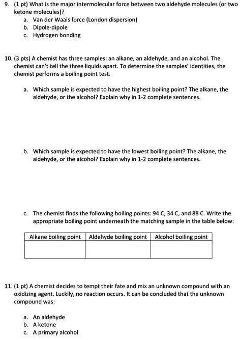 Solved What Is The Major Intermolecular Force Between Two Aldehyde