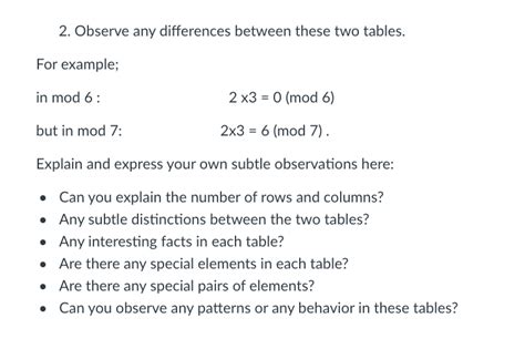 Solved A Multiplications Modulo 6 And 7 1 Construct The