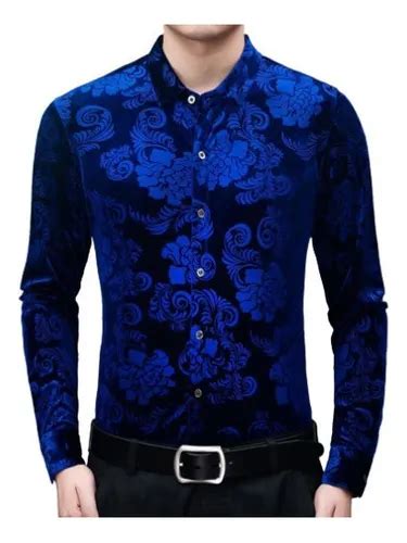 Camisas De Vestir De Terciopelo Verde Floral Para Hombres Envío Gratis