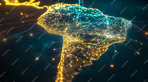 Abstract Digital World Map With Connection Lines And Dots Premium Ai Generated Image