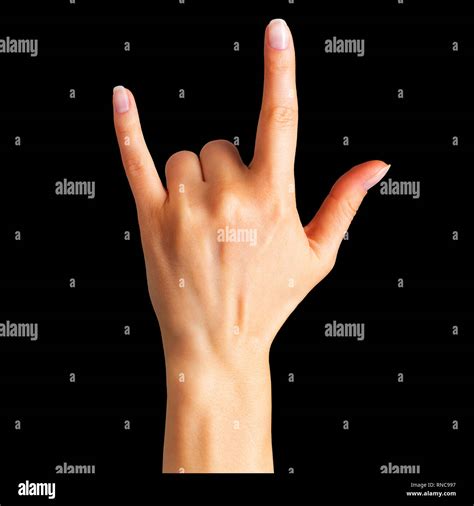 Demonic Hand Symbols Female Hand Showing Rock N Roll Sign Or Giving