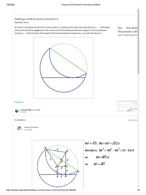 Challenging Geometry Problems On Brilliant Pdf Circle Triangle