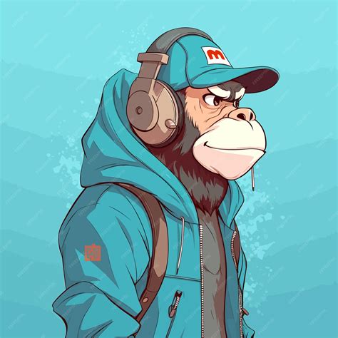 Premium Vector Monkey Character Illustration Hand Drawn Nft Style Ape