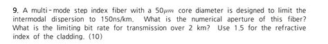 Solved 6 A Single Mode Fiber Has A Relative Index