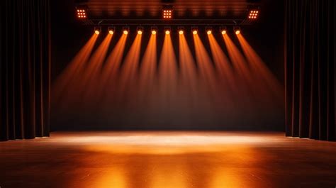 Premium Photo Illuminated Stage With Dramatic Orange Lighting And
