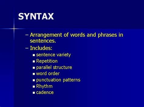 style analysis syntax syntax arrangement of words and