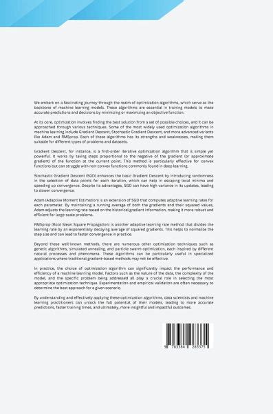 Optimization Algorithms For Machine Learning Theory And Practice Von Prashad Englisches Buch