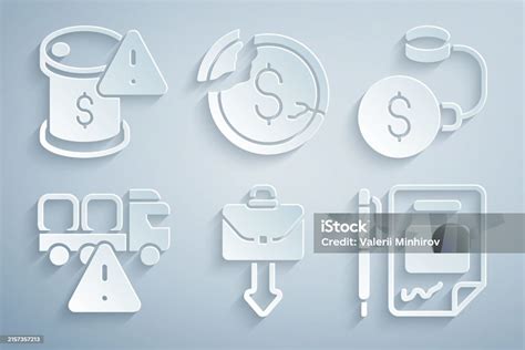 Set Briefcase Debt Ball Chained To Coin Stop Delivery Cargo Truck