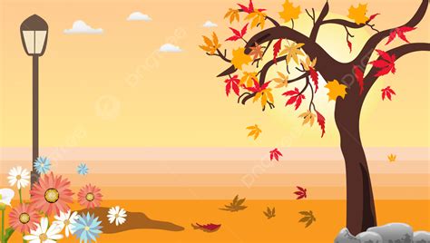 Cute Cartoon Autumn Road Maple Background Cartoon Autumn Background