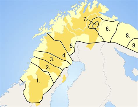 Map Of The Saami Language Area South Saami 1 Ume Saami 2 Pite Download Scientific