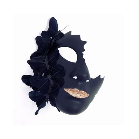 Half Face Black Mask With Butterflies Masquerade Store