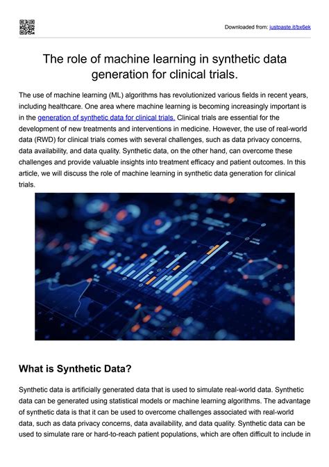 The Role Of Machine Learning In Synthetic Data Generation For Clinical Trials By Geninvo