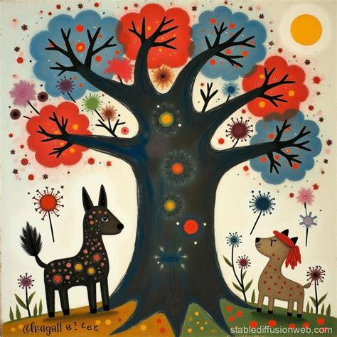 Chagall Inspired Tree Scene Stable Diffusion Online