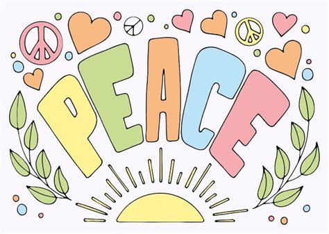 Premium Vector Peace Symbols Peaceful Sunrise Laurel Branch Hearts