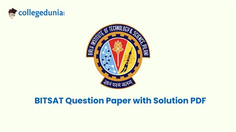 Bitsat Question Paper 2025 Download The Question Paper Along With