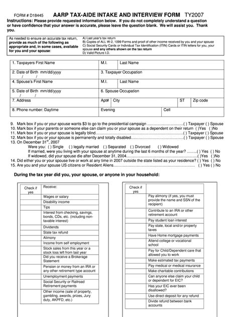 D18445intake07 Doc Aarp Fill Out And Sign Online Dochub