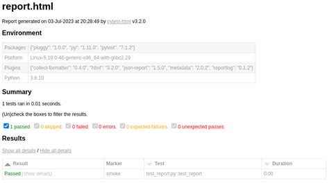 I Want To Add The Pytest Tag As An Additional Column To The Html Report But I Have No Idea How