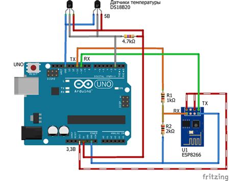 Схема подключения Esp8266 к Arduino Uno