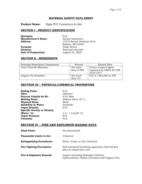 Msds Sheet For Pvc Pipe Cement At Beverly Marone Blog