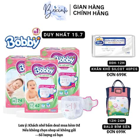TÃ QuẦn MỞ MỘt BÊn Bobby HỒng Size Nb S 74 Miếng 3 8 Kg S M 62