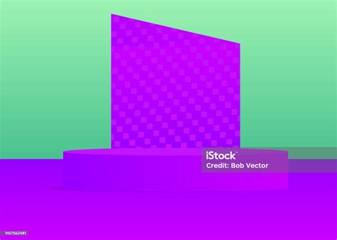 청록색과 보라색 제품 디스플레이 벡터 3d 룸 실린더 받침대 연단 프레젠테이션을 위한 무대 쇼케이스 미래 공상 과학 최소한의 기하학적 형태 빈 장면 3차원 형태에 대한 스톡