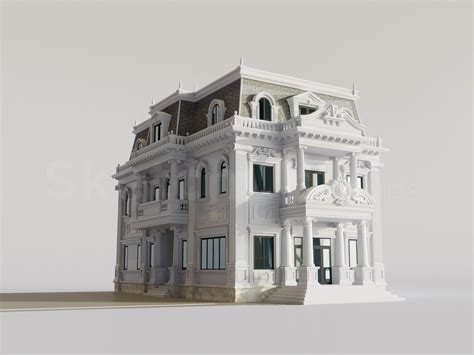 6905 Sketchup Neoclassical Villa Exterior Model Download