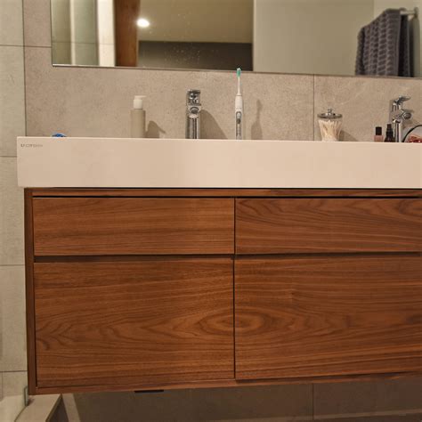 Black Walnut Floating Bathroom Vanity 72”w X 18”t X 20”d Solid
